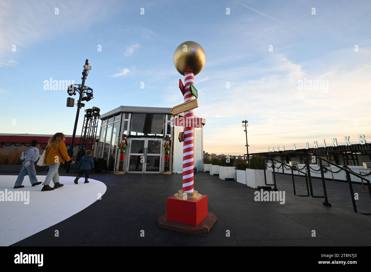 New York, USA. 20th Nov, 2023. The North Pole marker set at Disney's ...