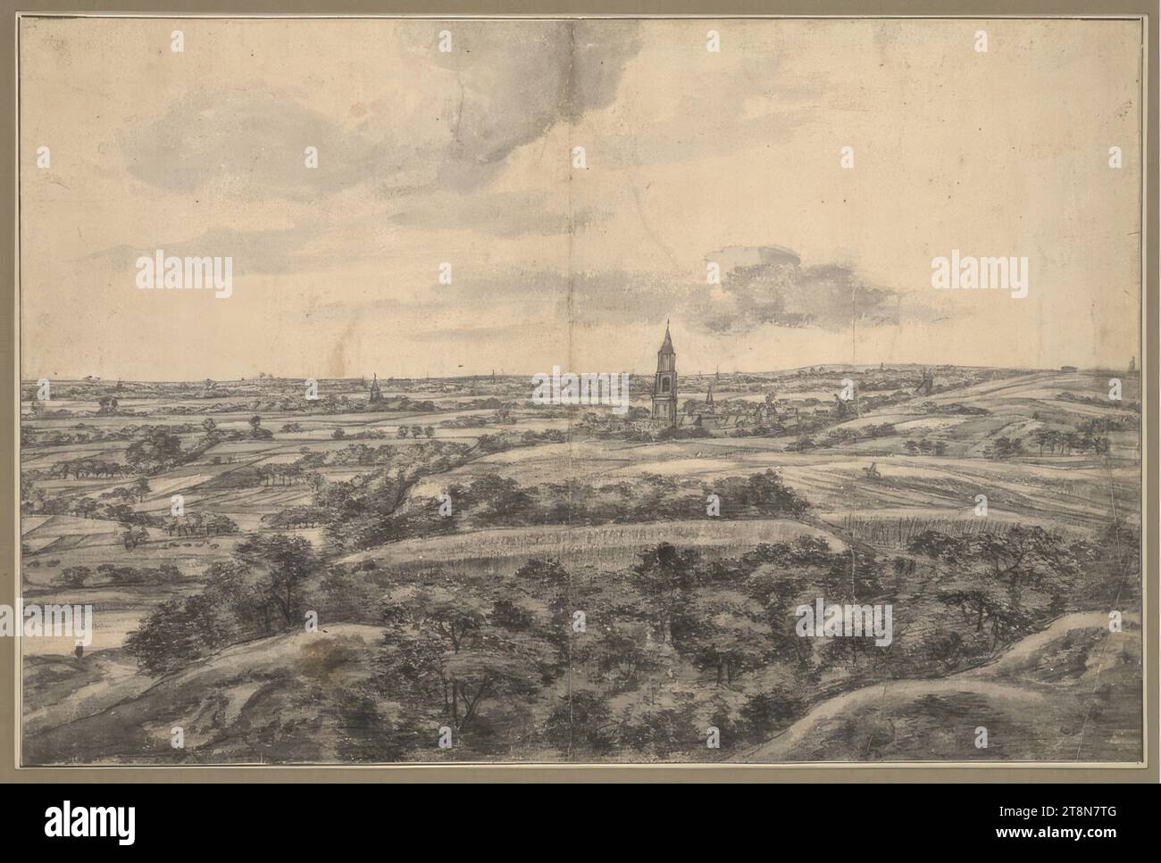 Panoramic Landscape with a View of a City Behind Hills, Anthonie ...