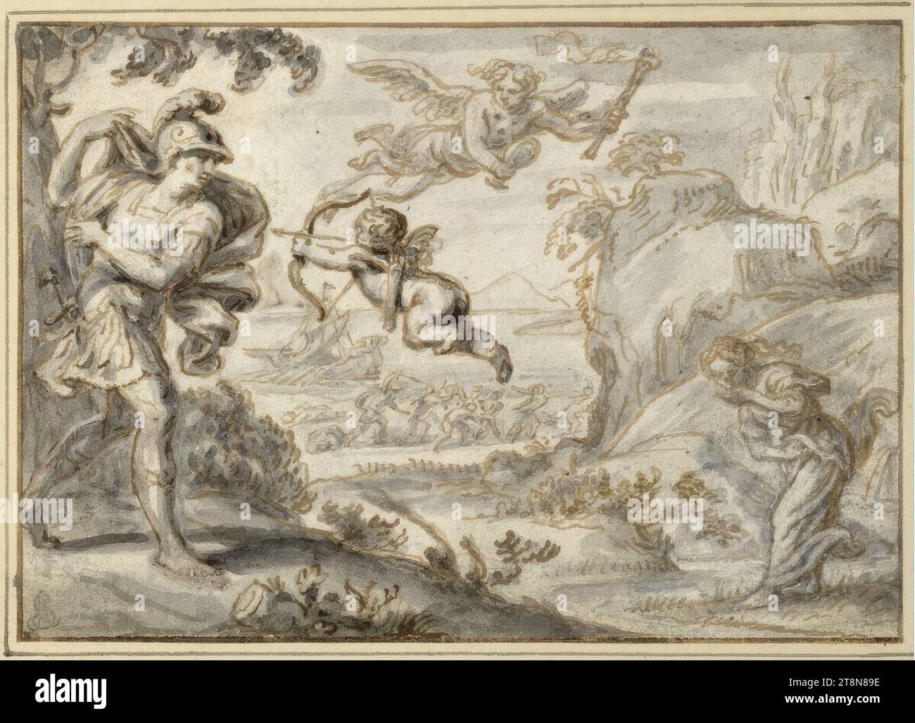 Woman and cupid drawing hi-res stock photography and images - Alamy