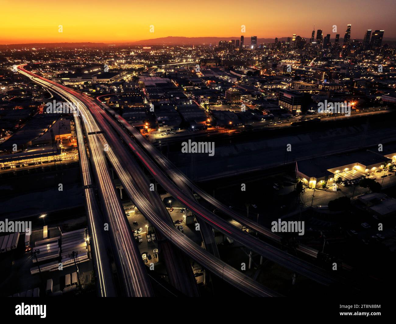 Los Angeles, USA. 20th Nov, 2023. Drone view of the I-10 freeway that ...
