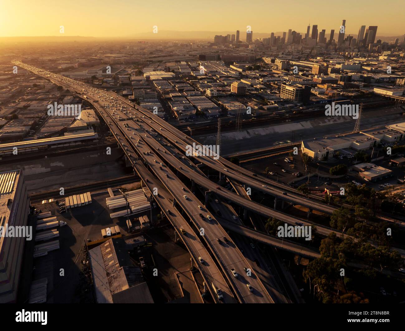 Los Angeles Usa 20th Nov 2023 Drone View Of The I 10 Freeway That