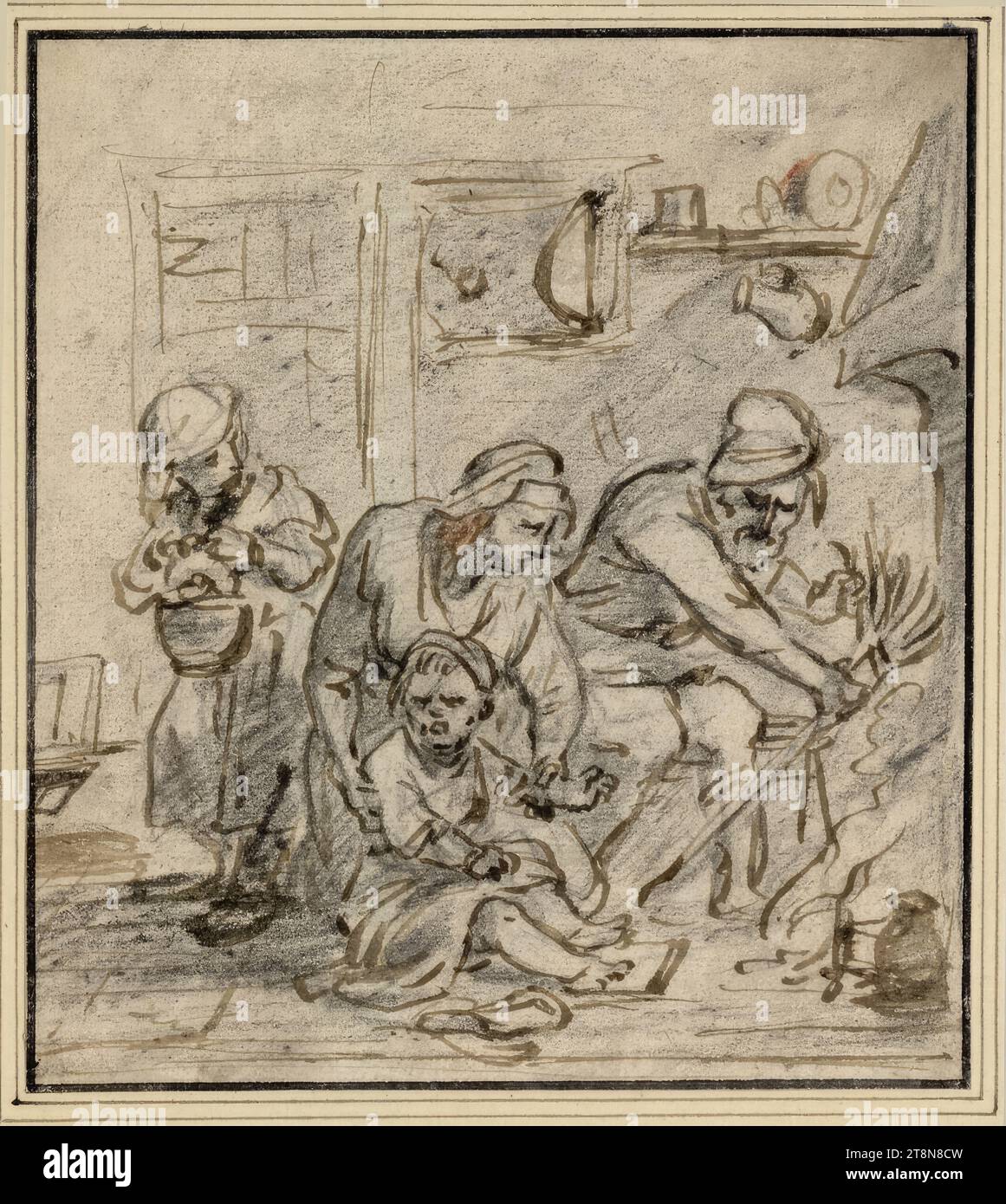 Peasant family by the fireplace, Abraham van Diepenbeeck (s ...