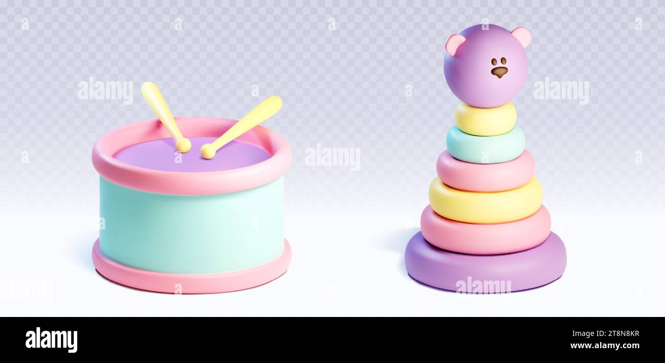 Children toys for education and training - wooden or plastic pastel ...