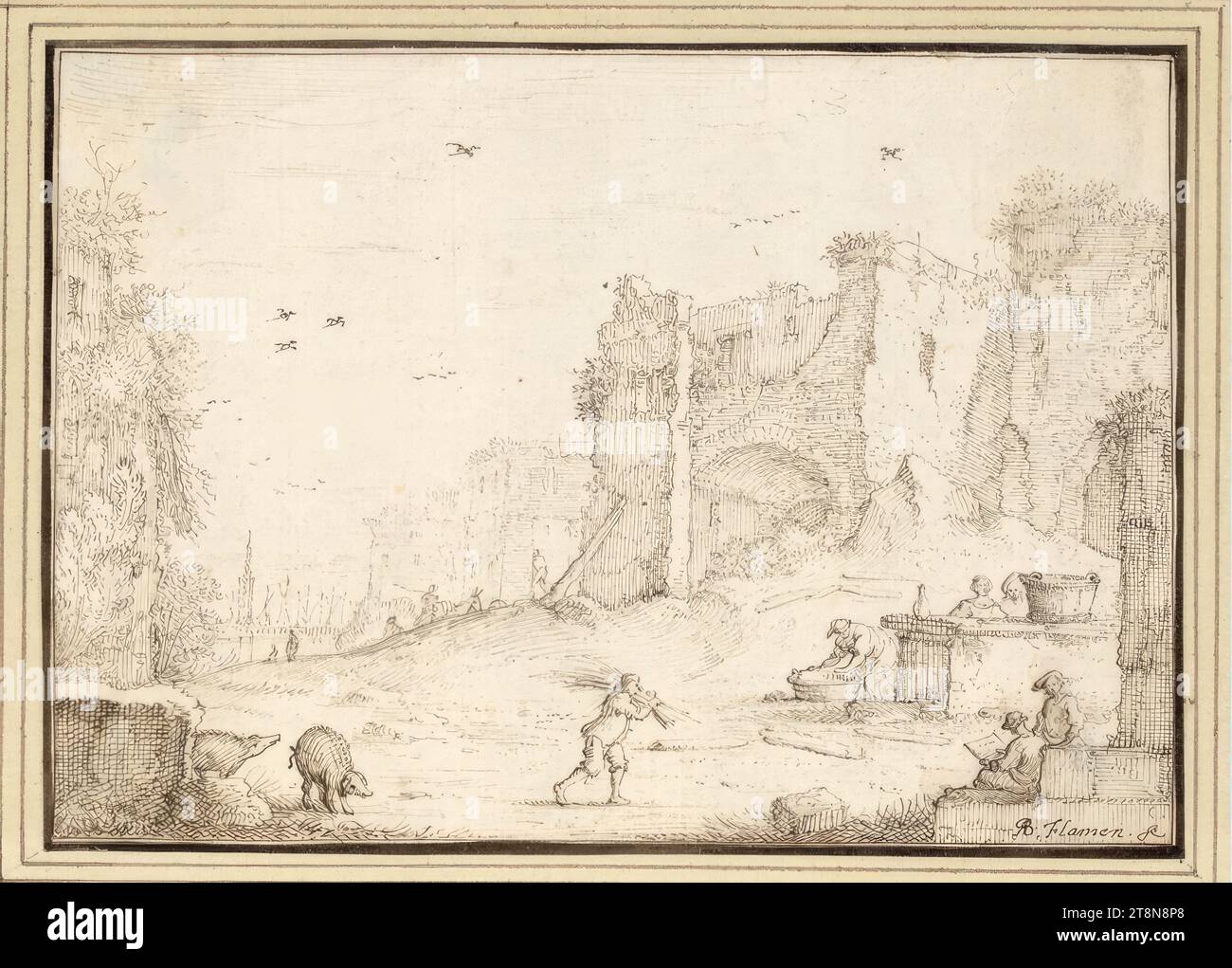Landscape of ruins with staffage (II-31), '2d Livre de Dessin' with 50 ...