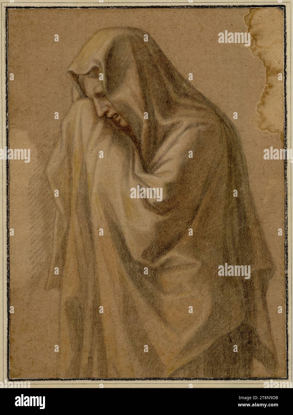 Mother Dolorosa. (knee-length, to the left; she dries her tears with ...
