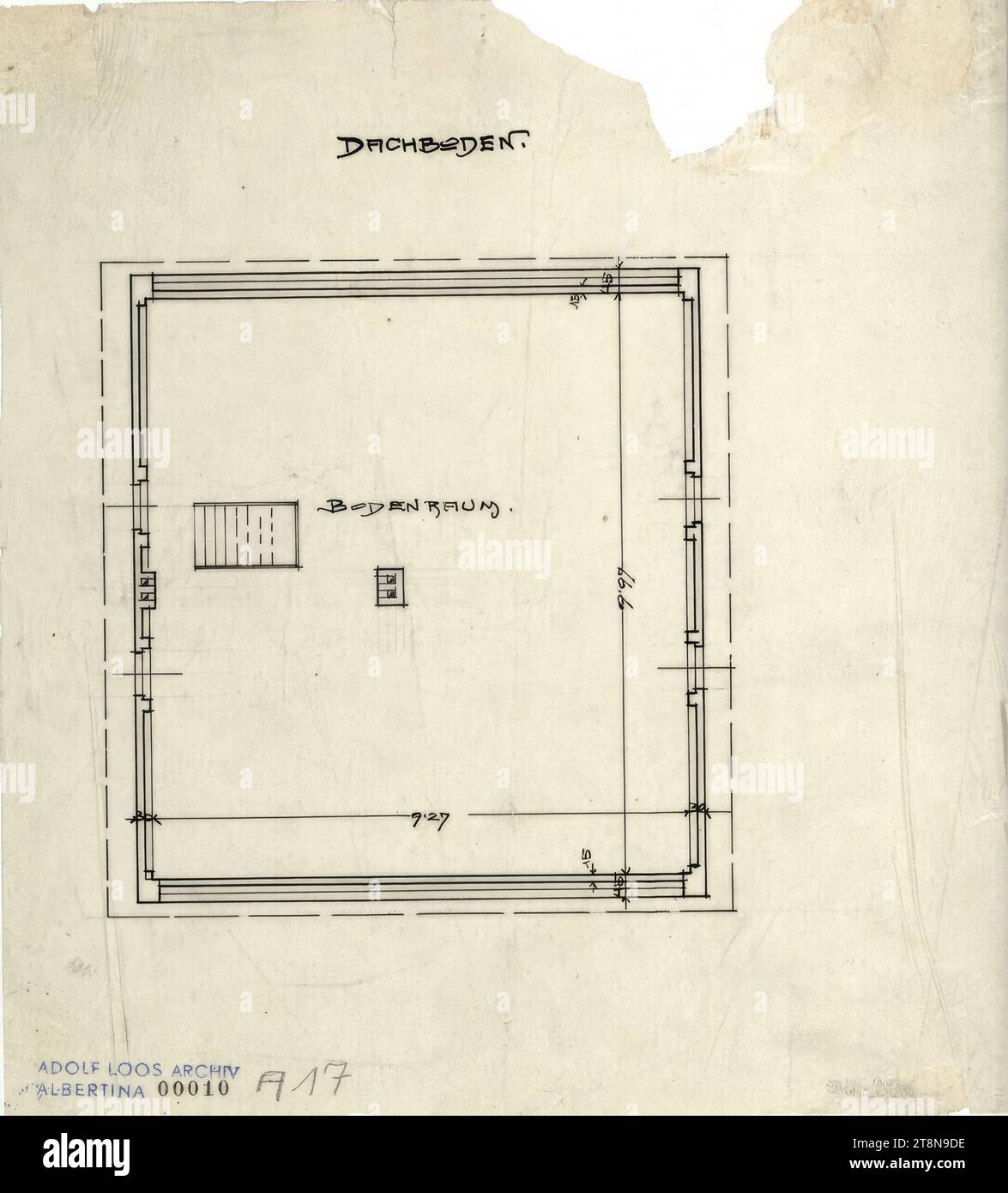 Vienna, Helene Horner house, floor plan of the attic, 1913 ...