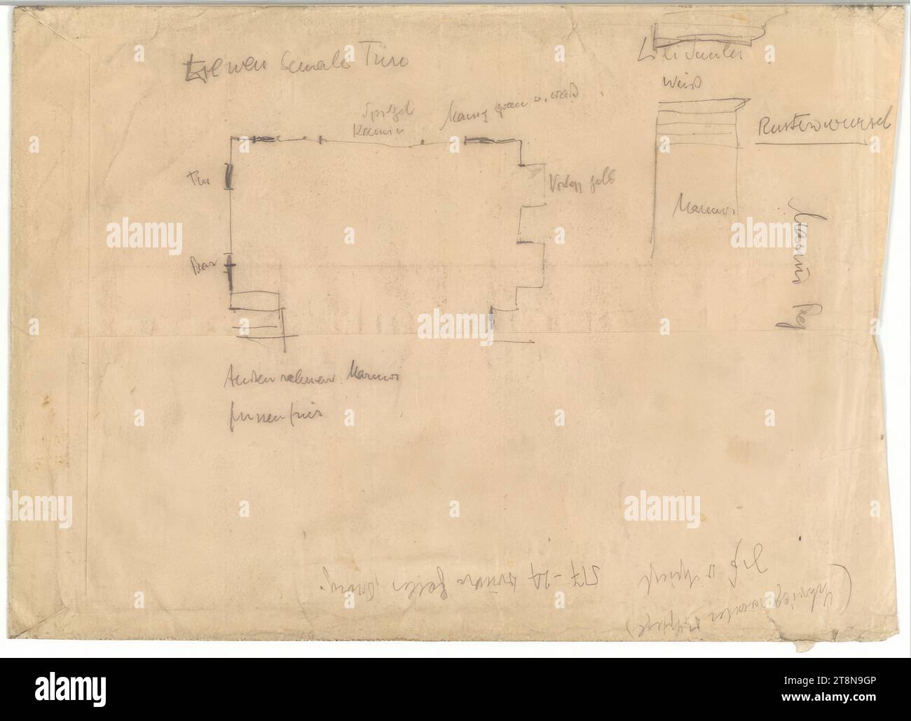 Unknown, Ground Plan and Sketch, Architectural Drawing, Envelope ...