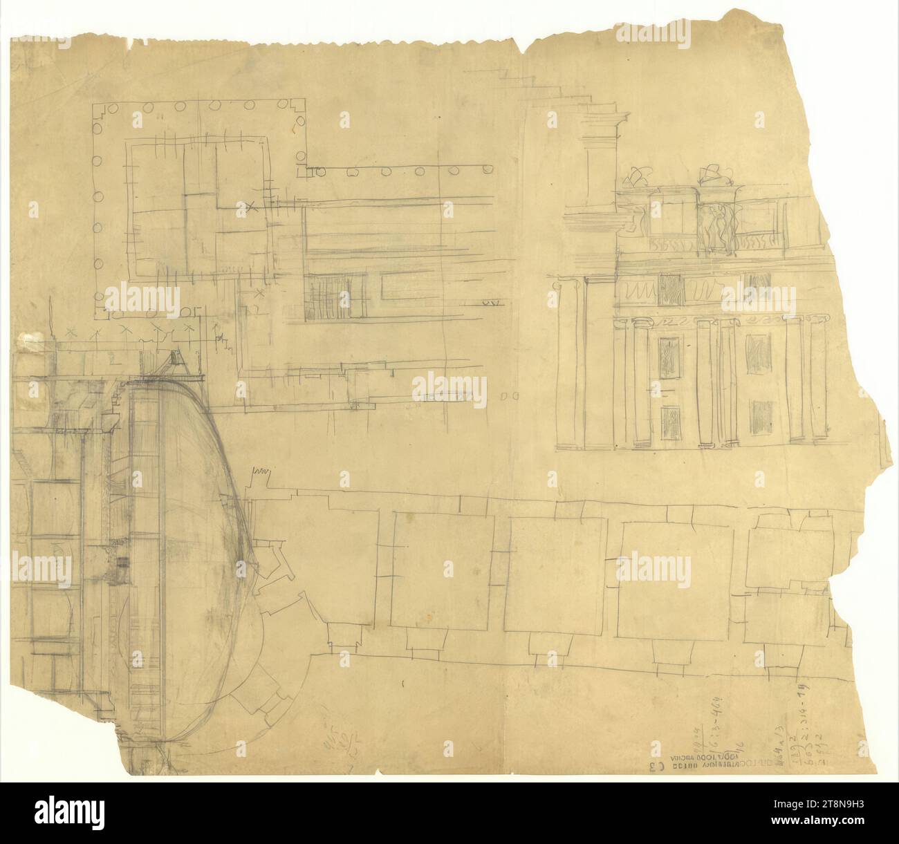 Stadthalle, Vienna I., ground plan, section and elevation, around 1909 ...