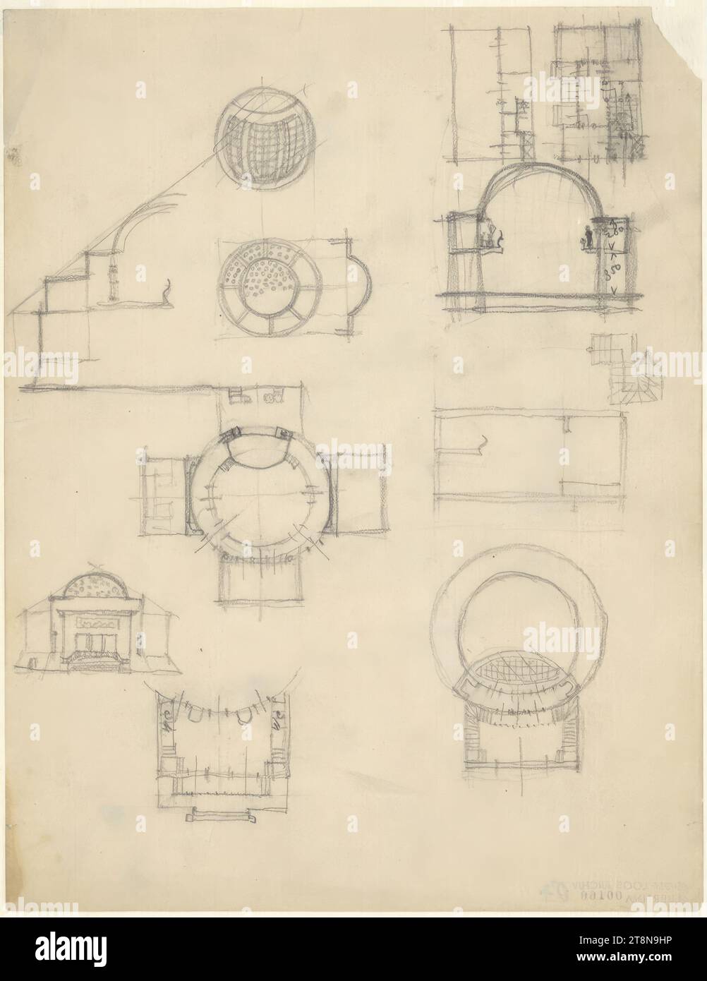 Round theater (Villa Rotonda), address unspecified, ground plans ...