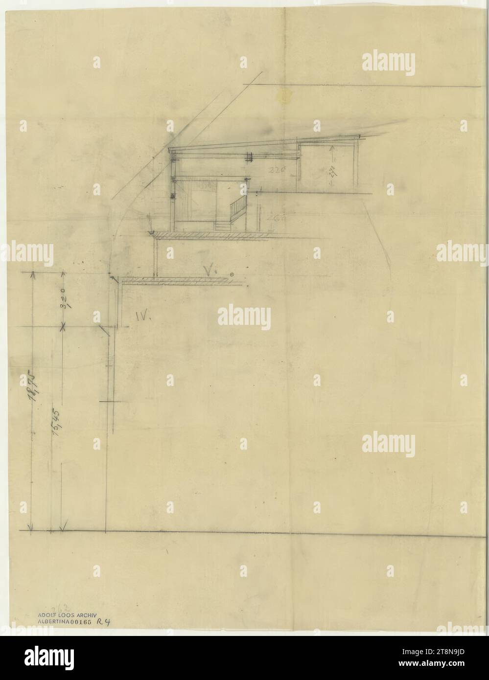 Section of a terraced house with 7 floors, listed, architectural ...
