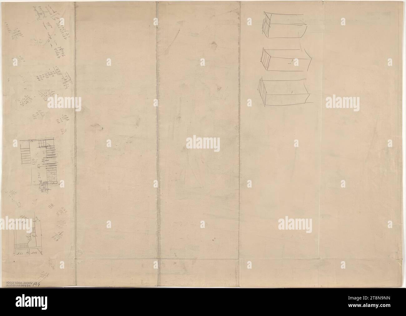 Vienna, Haus am Modenapark, staircase sketches, 1922, architectural ...