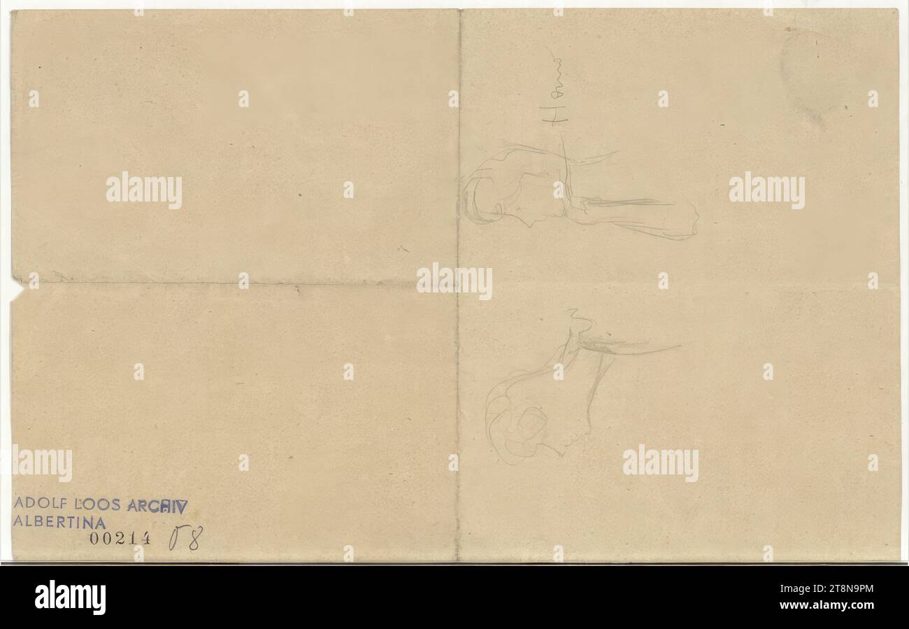 2 heads, architectural drawing, paper; Pencil, 111x180mm Stock Photo ...