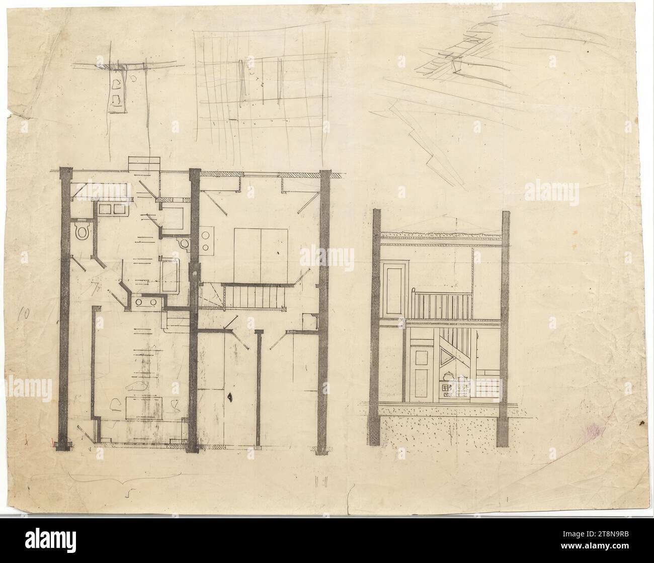 Settlement houses, Vienna, terraced house, 4m type, floor plan and ...