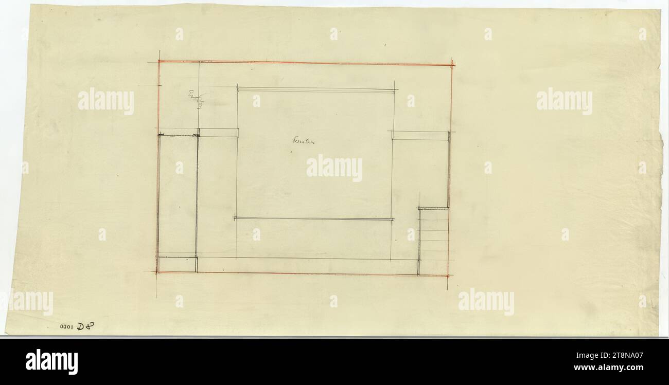 window wall, elevation, architectural drawing, tracing paper; Pencil ...