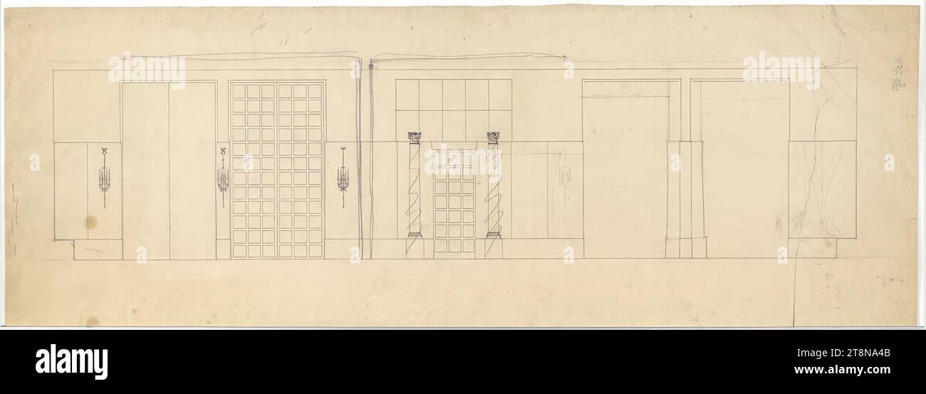 Wall covering, pencil corrections, architectural drawing, drawing paper ...