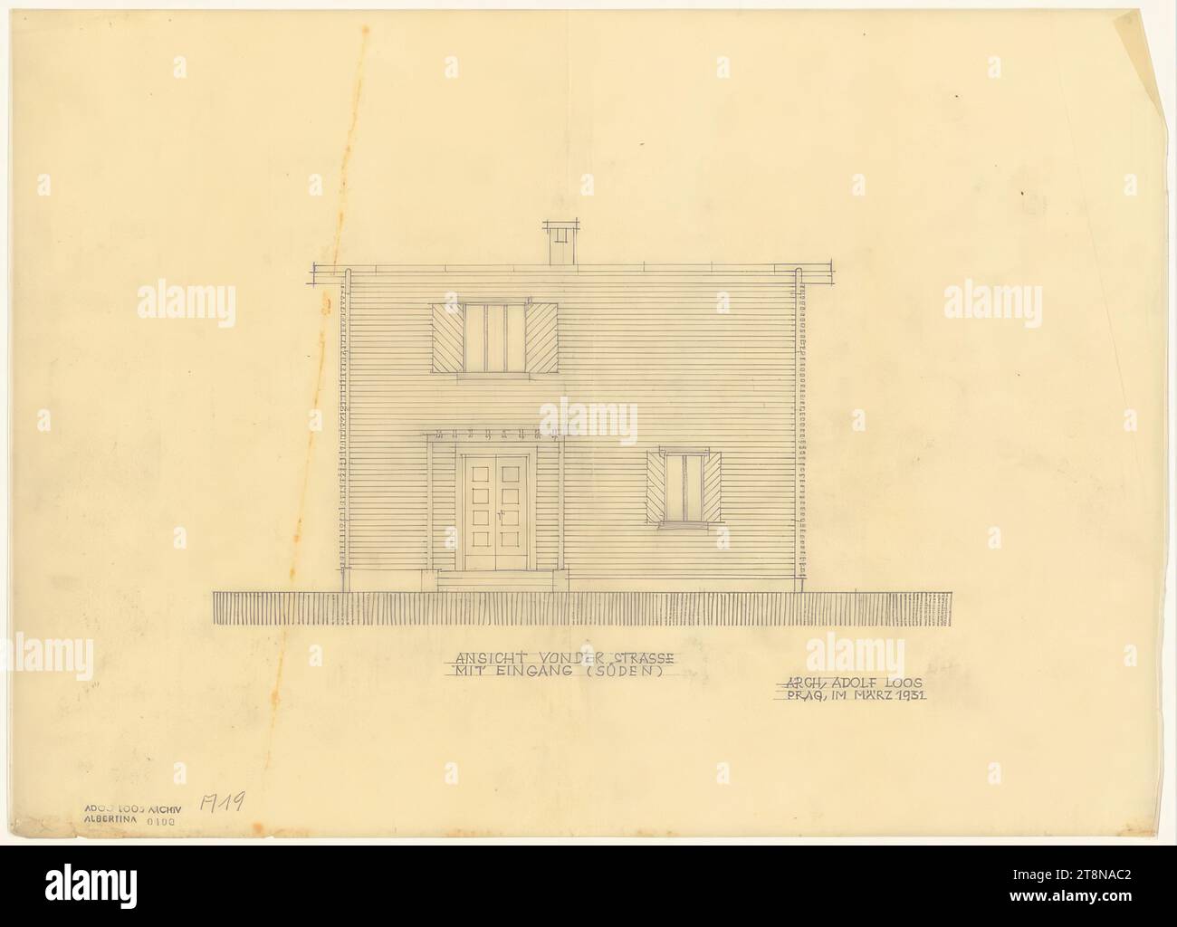 Haus Mitzi Schnabl, Vienna XXII., Flachsweg 27, street facade (south ...