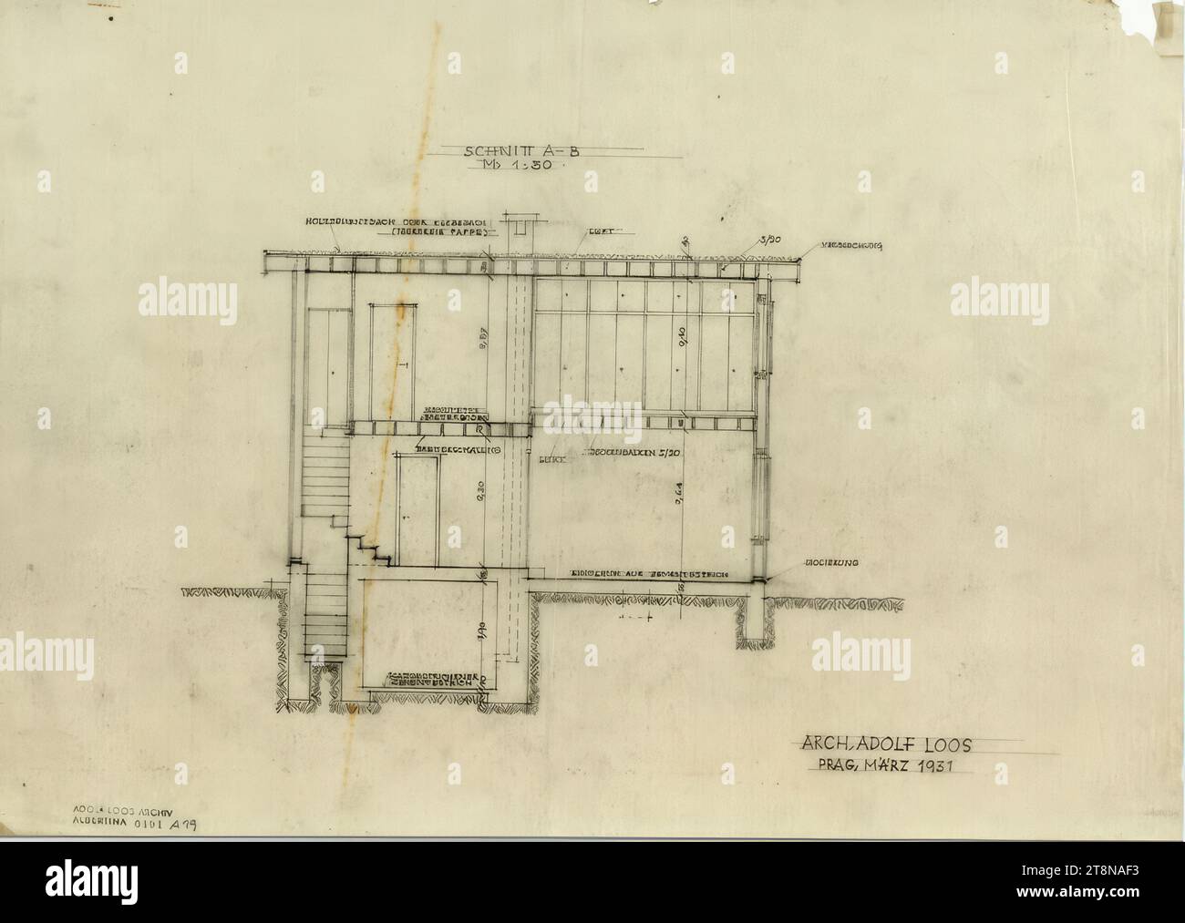 Haus Mitzi Schnabl, Vienna XXII., Flachsweg 27, section, 1931 ...