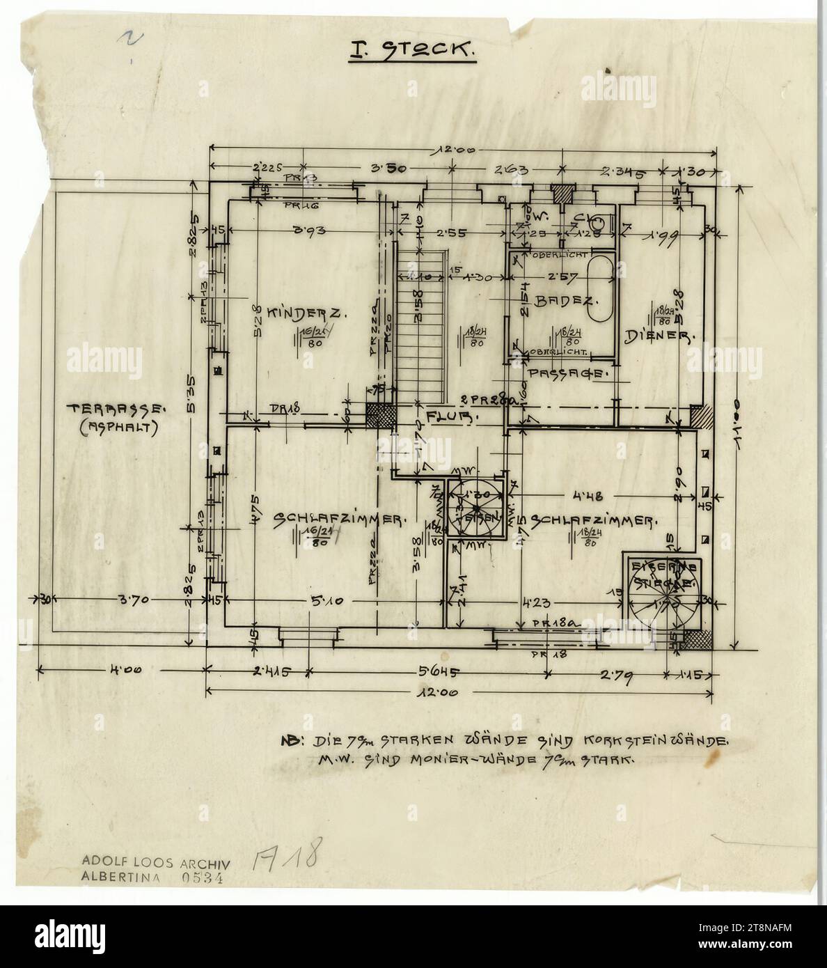 Haus Scheu, floor plan, 1st floor, early version, 1912-1913 ...