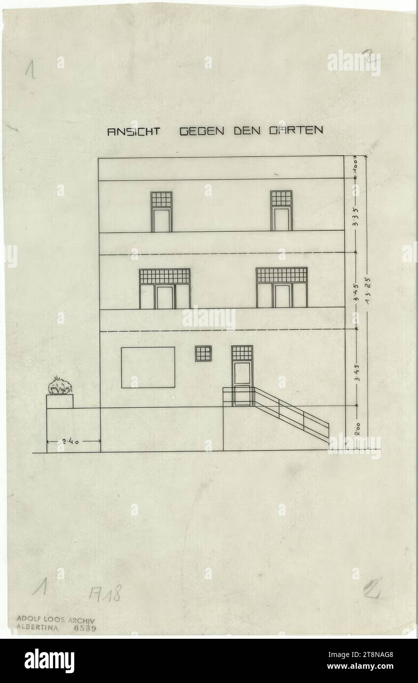 Scheu House, view towards the garden, 1912-1913, architectural drawing ...