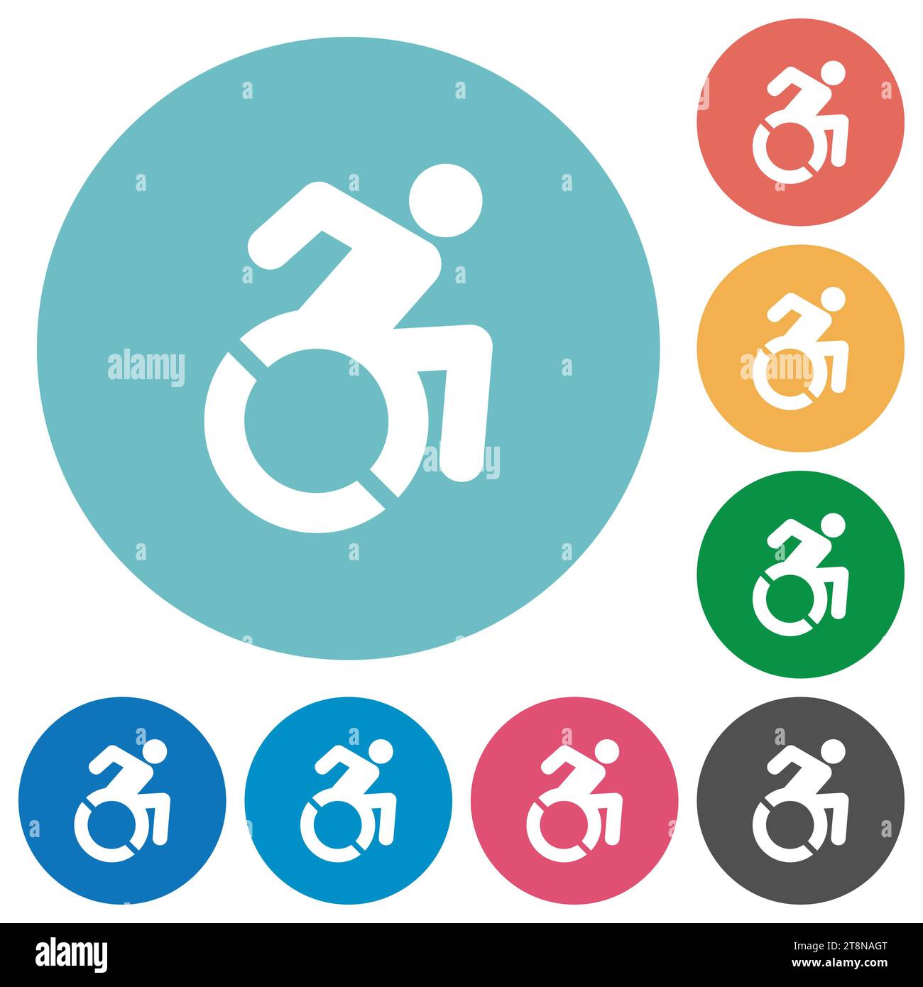 Accessibility flat white icons on round color backgrounds Stock Vector ...