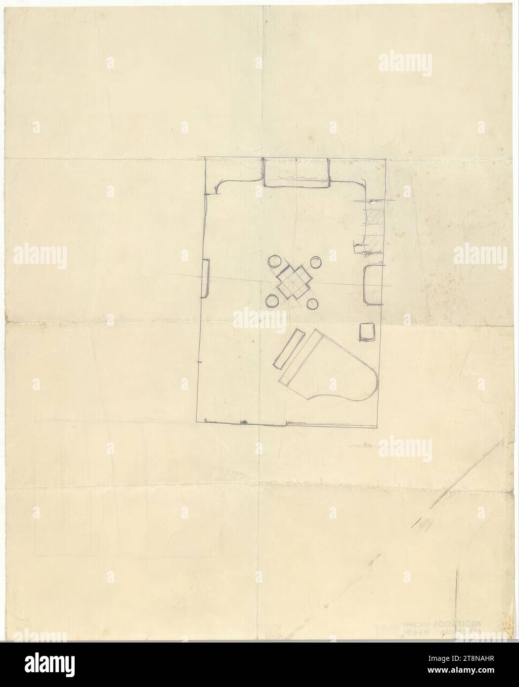 piano room, floor plan, architectural drawing, paper; Pencil, 290x230mm ...