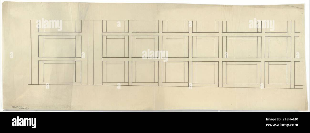 wall paneling, elevation, architectural drawing, tracing paper; Ink ...