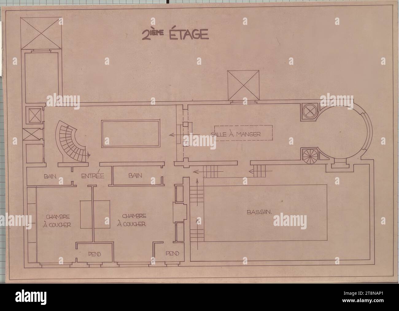 Josephine Baker House, Paris XVI, Avenue Bugeaud, France, Plan II Floor ...