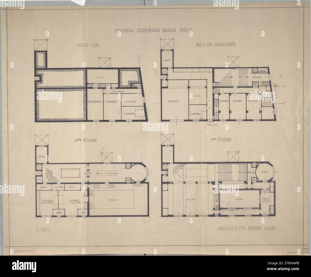 Josephine Baker House, Paris XVI, Avenue Bugeaud, France, floor plans ...