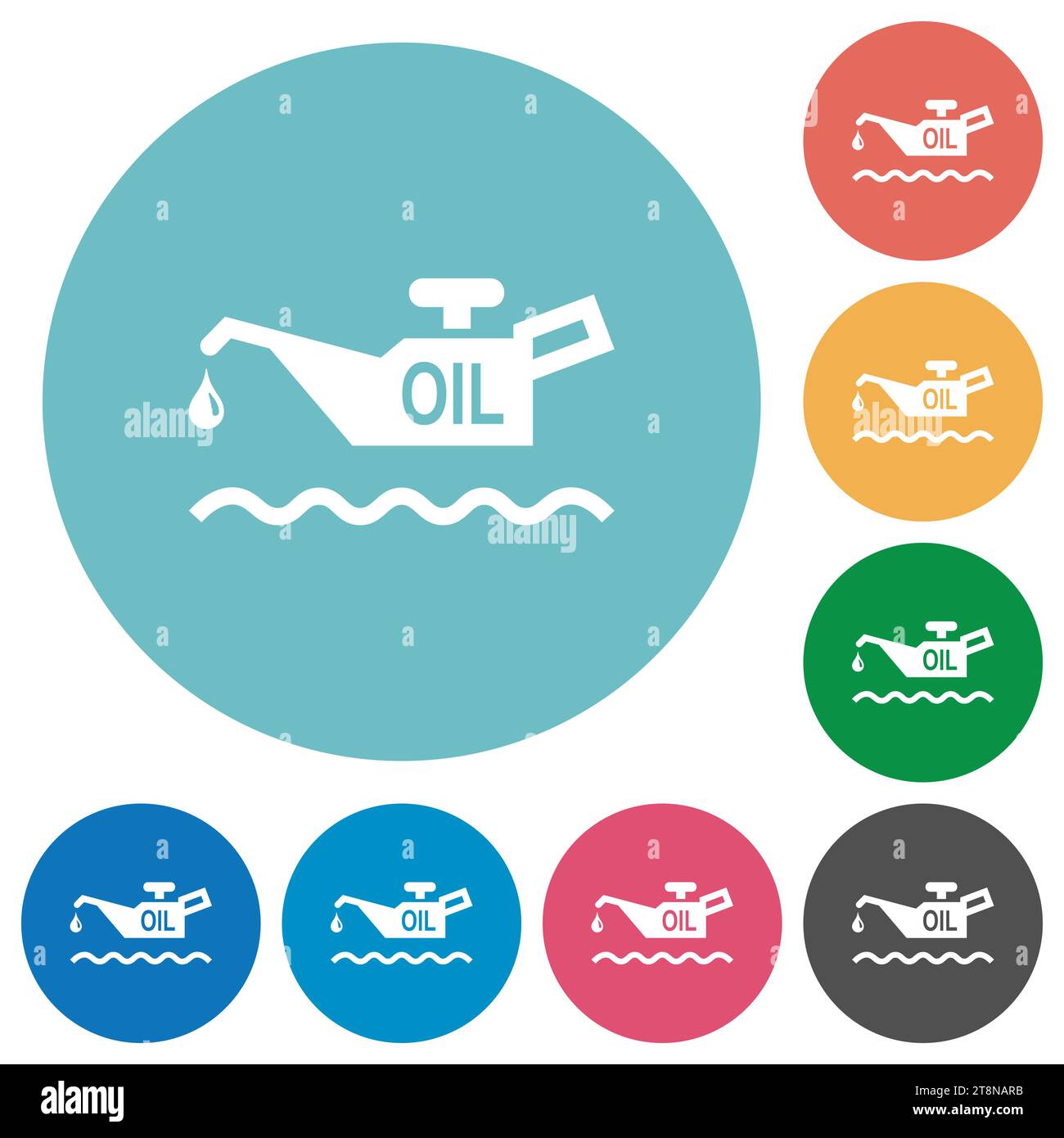 Oil level indicator flat white icons on round color backgrounds Stock ...
