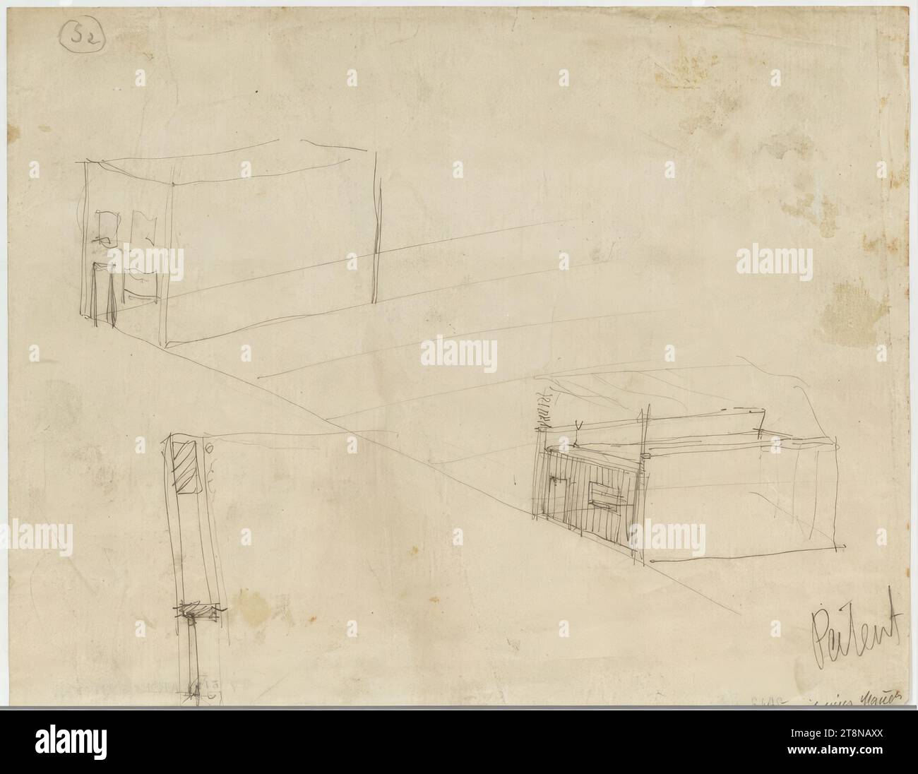 House with a wall', sketches for the patent specification, 1921 ...