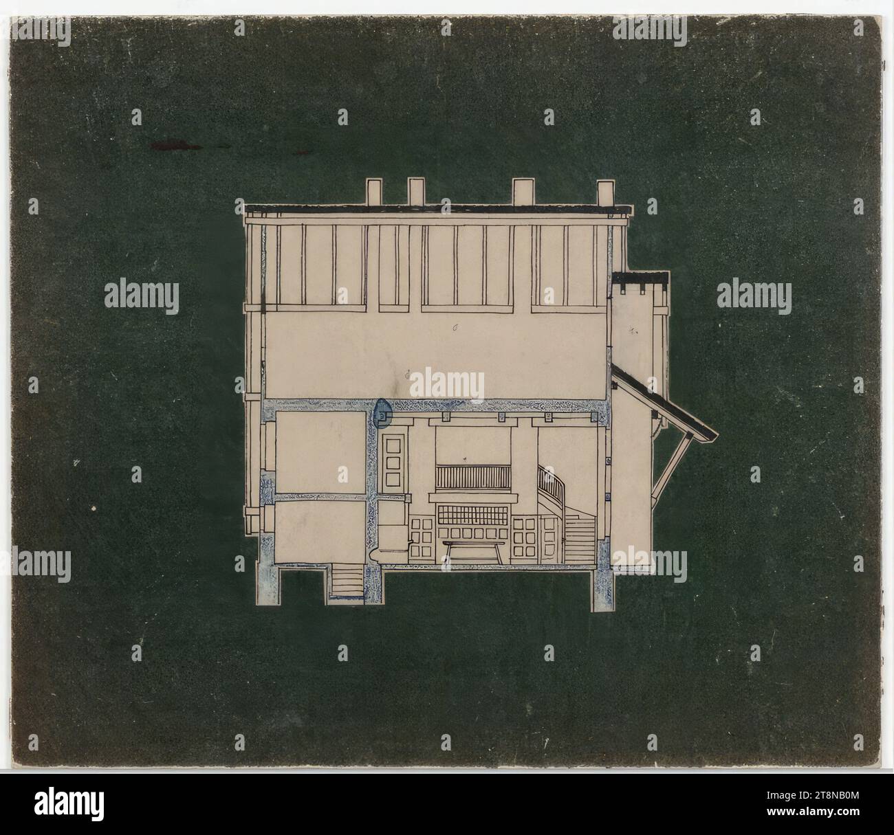 Country house for Leo Prince Sapieha, villa with pitched roof, section ...