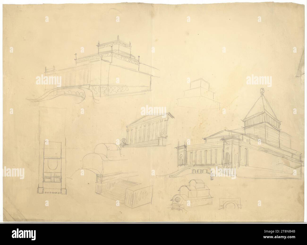 Theater designs, destination unknown, perspectives, around 1900 ...