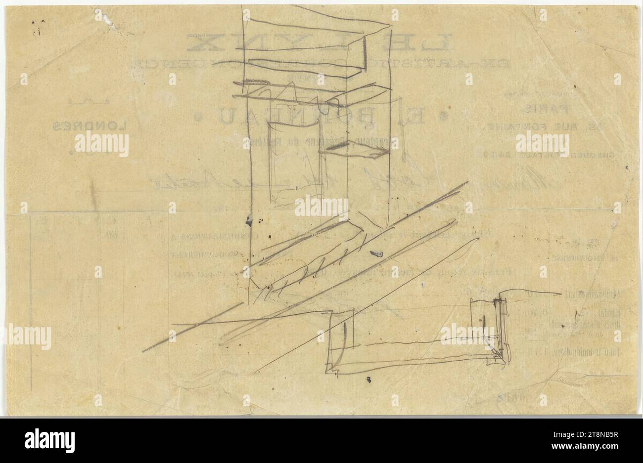 window niche, perspective, ground plan, 1927, architectural drawing ...