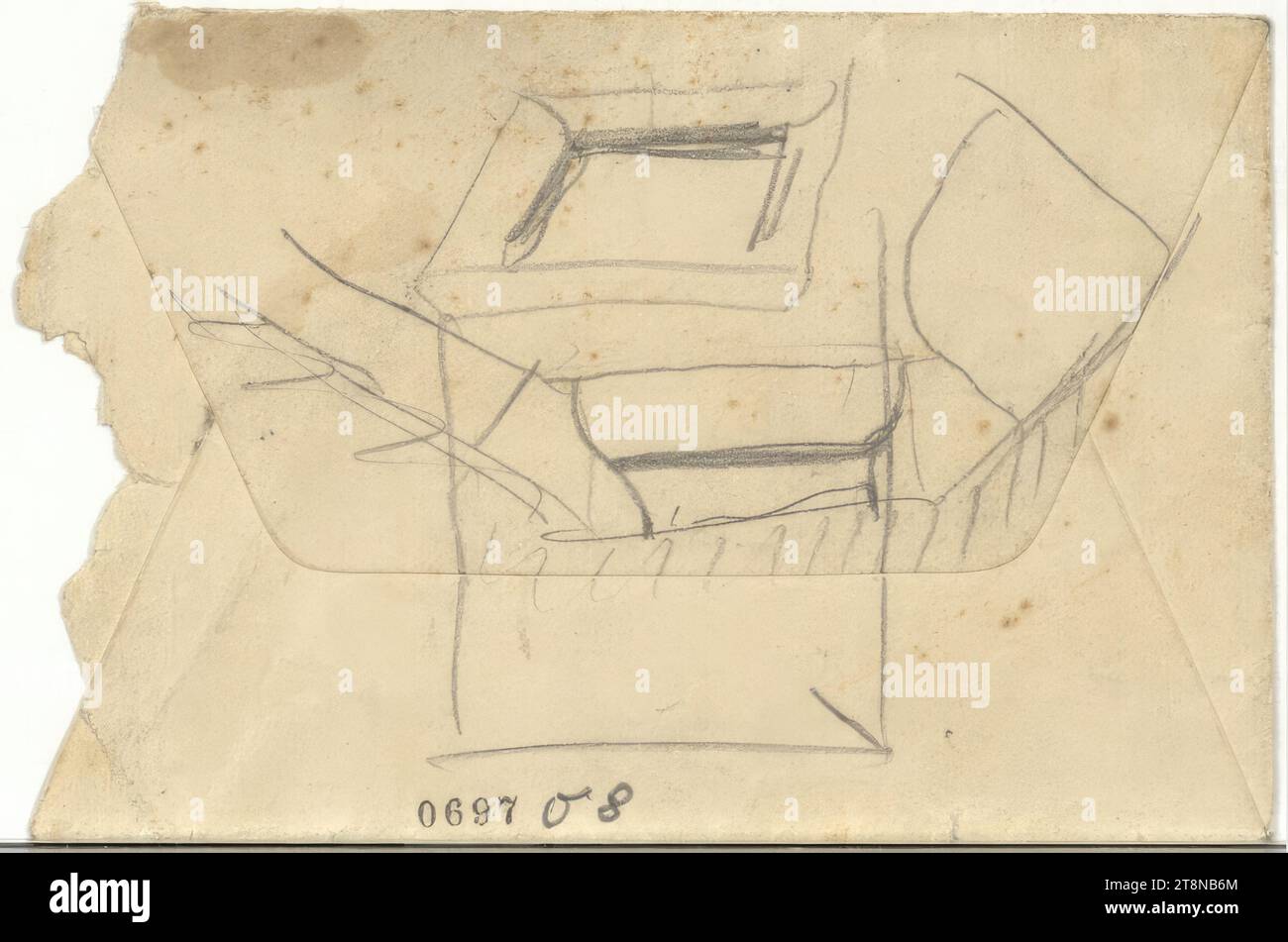 sketch, architectural drawing, envelope; Pencil, 79 x 119mm Stock Photo ...