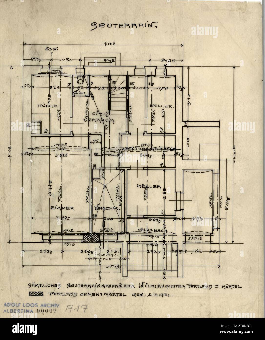 Vienna, Helene Horner House, floor plan of the basement, 1913 ...