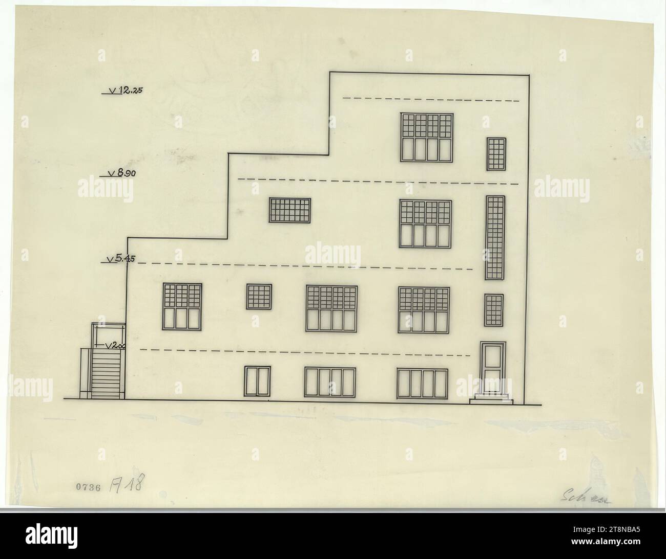 Haus Scheu, Vienna, street facade, elevation, 1912 - 1913 ...