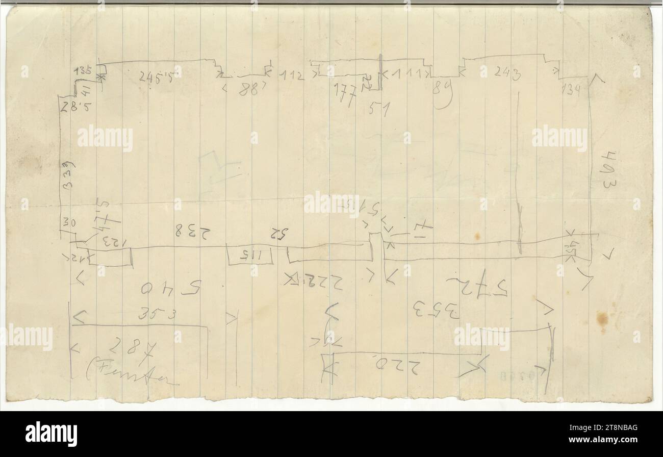 Photo sketch, listed, architectural drawing, paper; Pencil, 107x175mm ...