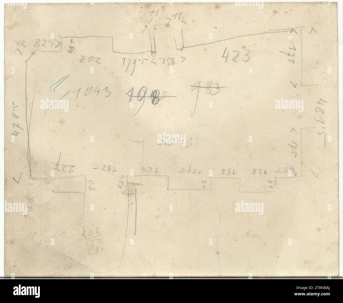 Recording sketch, quoted, architectural drawing, drawing paper; Pencil ...