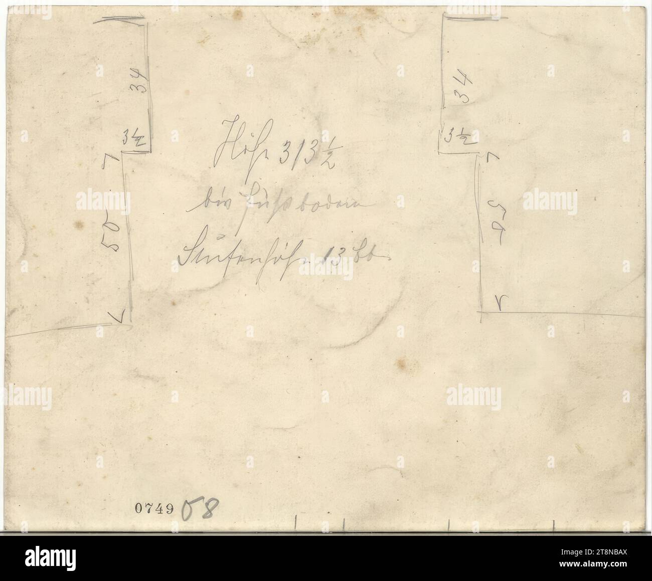 Recording sketch, quoted, architectural drawing, drawing paper; Pencil ...