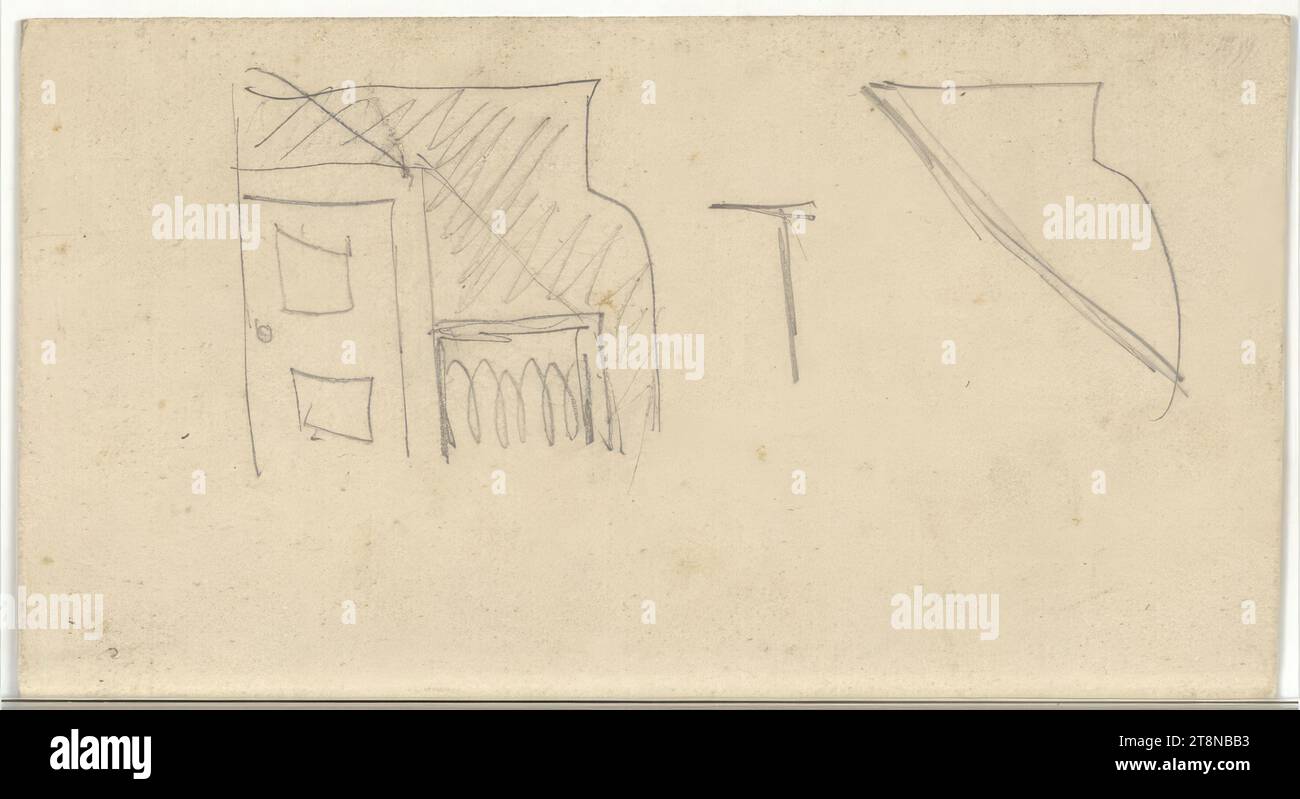door with radiator, sketch, architectural drawing, cardboard; Pencil ...