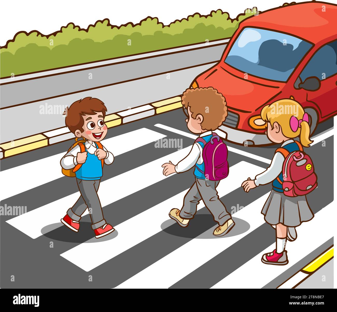 People on street. Pedestrian crossing road on crosswalk with street ...