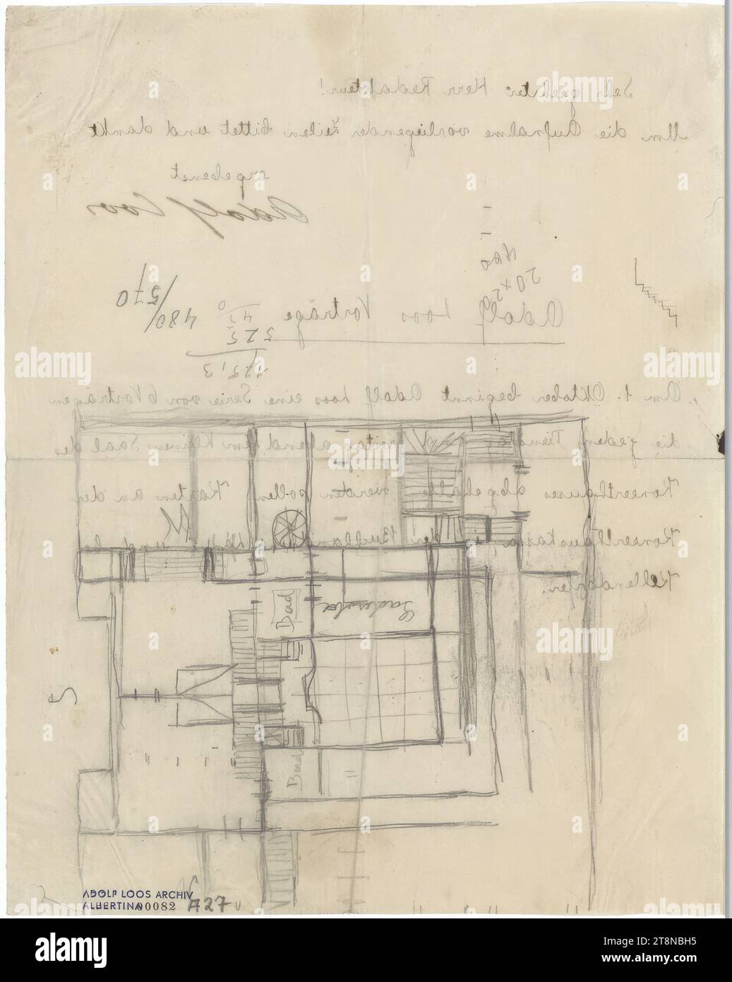 Terrace villa, destination unknown, ground plan, 1918, architectural ...