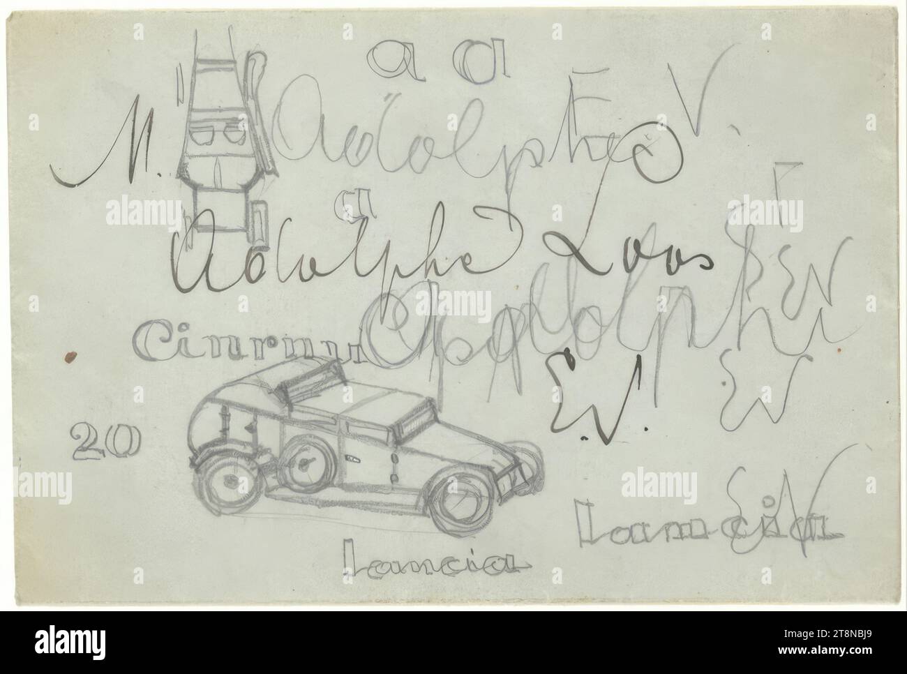 car design, studies for a Lancia car, architectural drawing, envelope ...