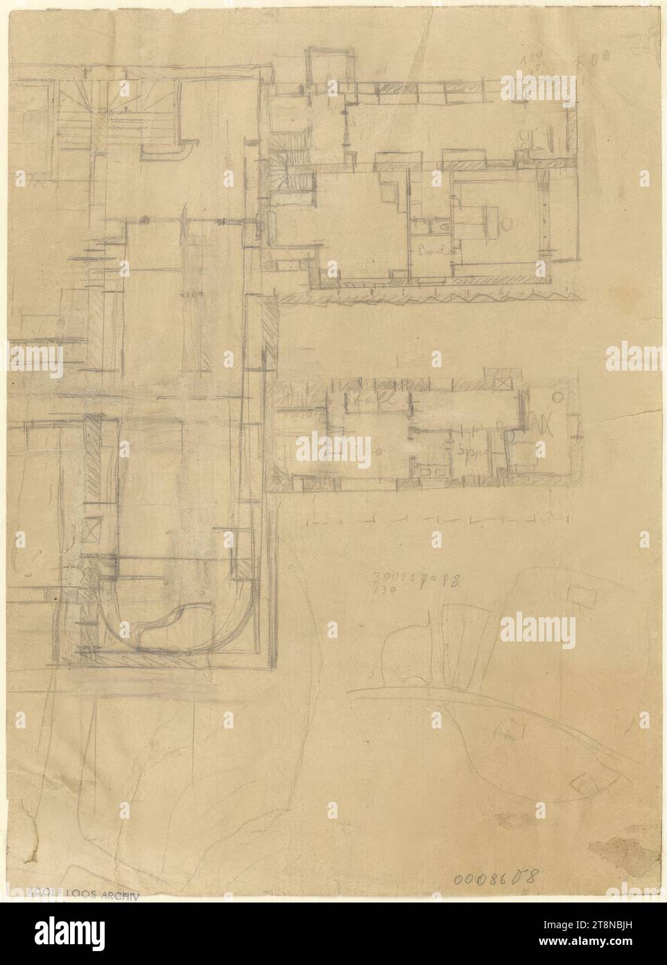 Terrace villa, destination unknown, ground plan, 1918, architectural ...