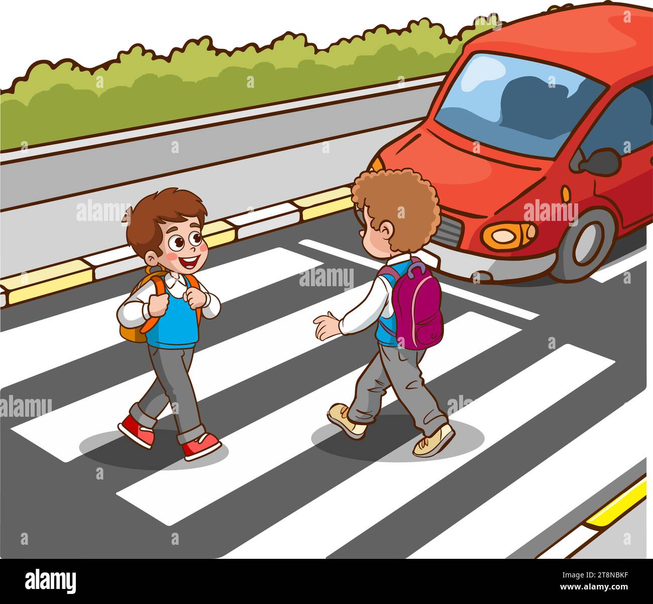 People on street. Pedestrian crossing road on crosswalk with street ...