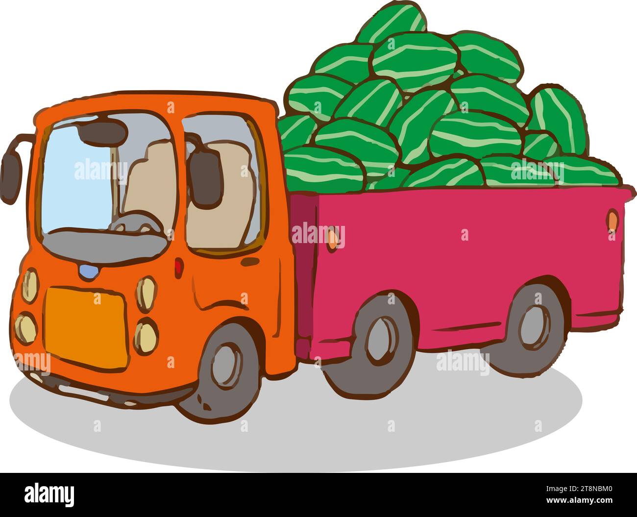 watermelon truck cartoon vector illustration Stock Vector Image & Art ...