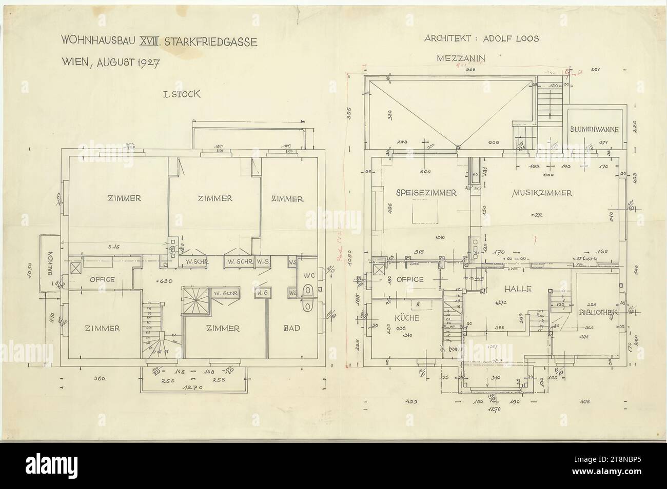 Haus Hans and Anny Moller, Vienna XVIII, Starkfriedgasse 19, floor plan ...
