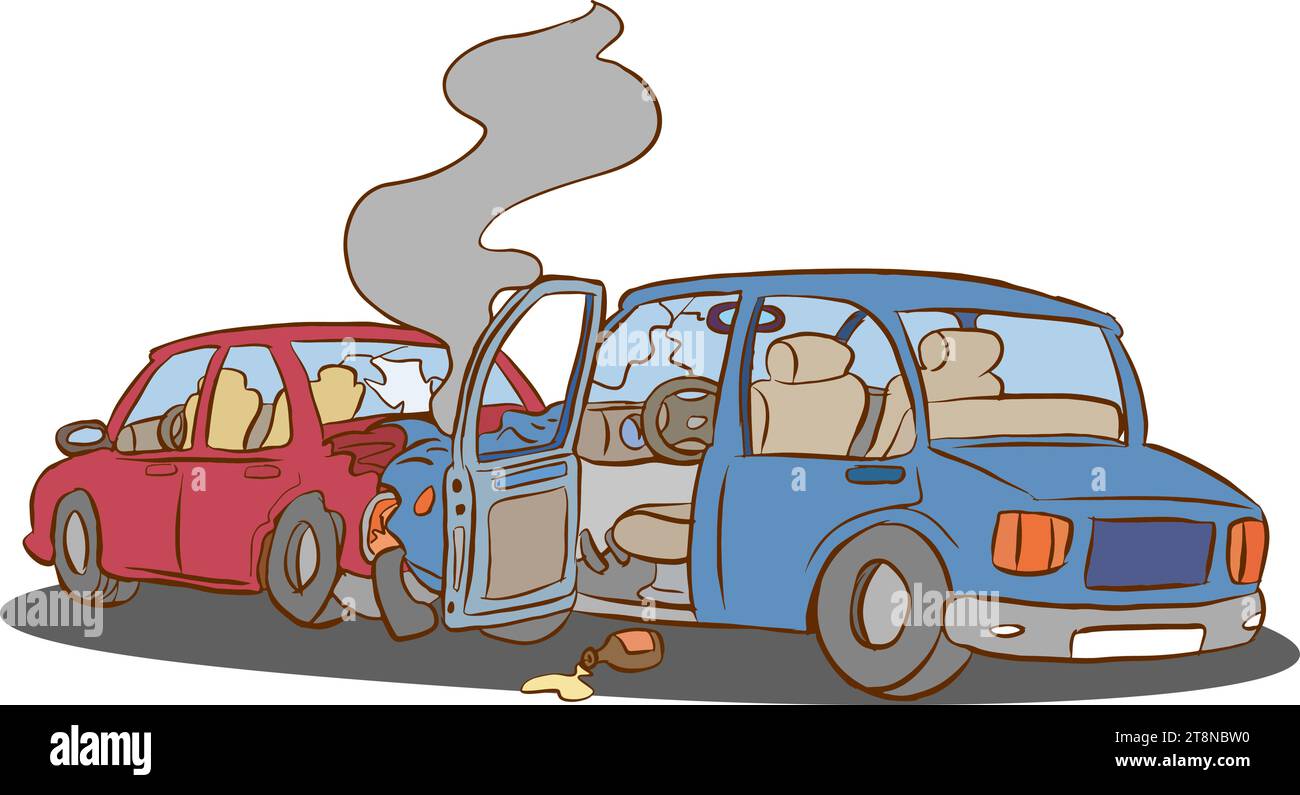 Traffic accident, emergency situation. Car crash cartoon vector ...