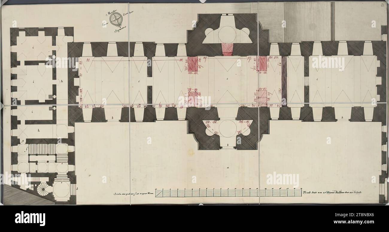 Vienna I, Hofburg, court library, ground floor, floor plan, with later ...