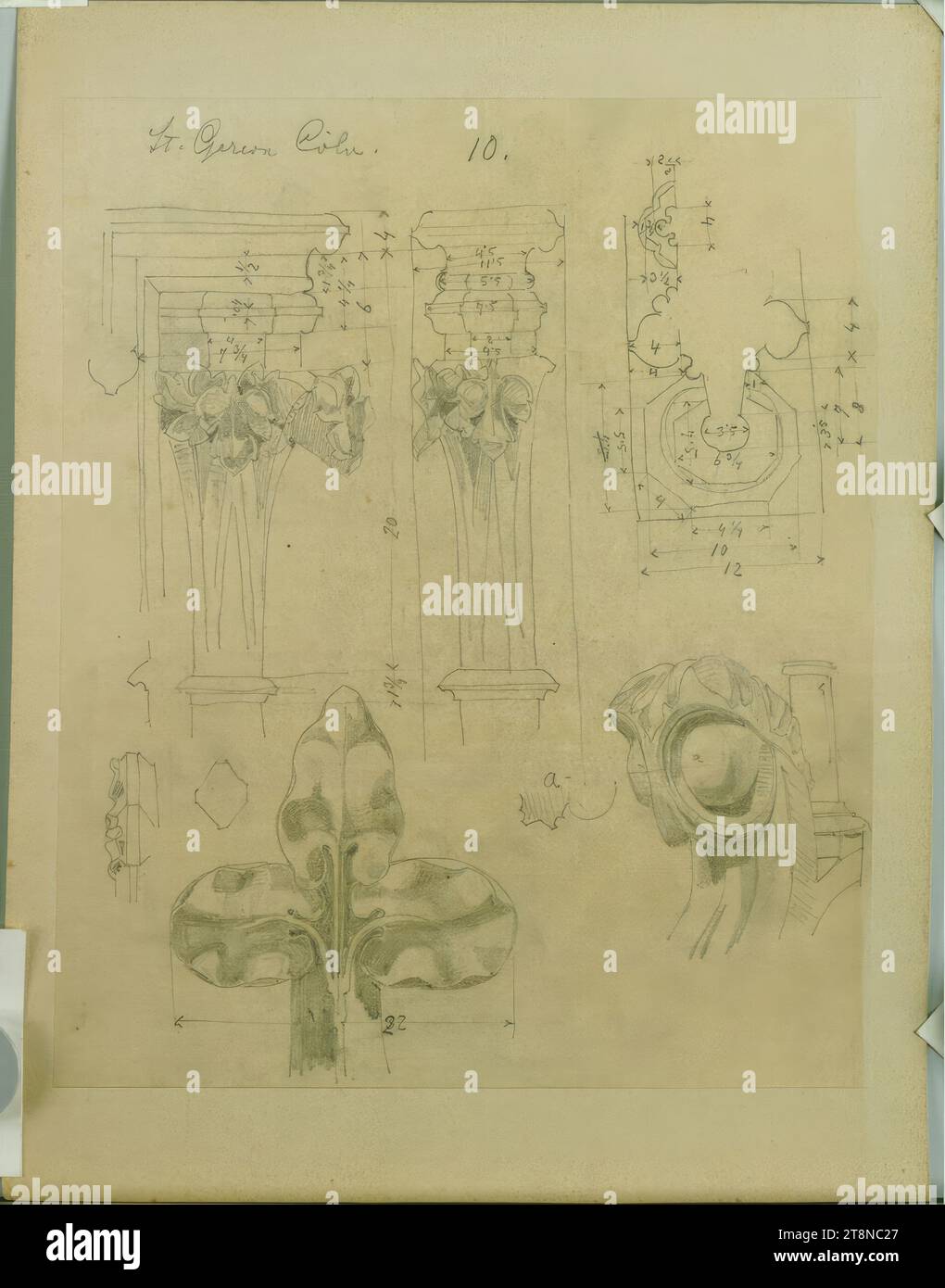 Cologne, St. Gereon, details of the choir stalls, ground plan ...